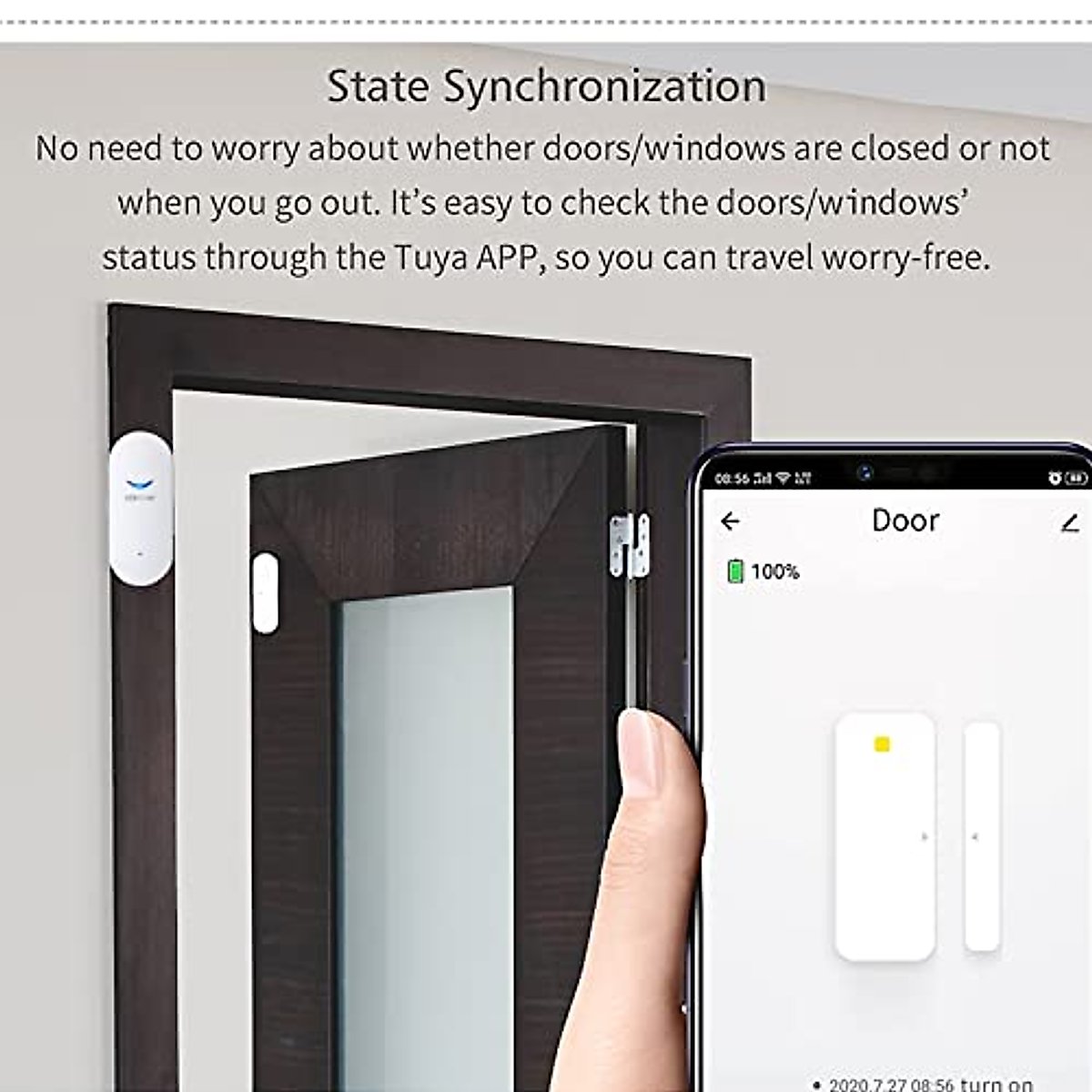 SEHOMY 2 Pack WiFi Door Sensor Detector Smart, Wireless Window Sensor Real-time Alarm Compatible with Alexa Google Assistant, Home Security Door Open Contact Sensor for Bussiness Burglar Alert
