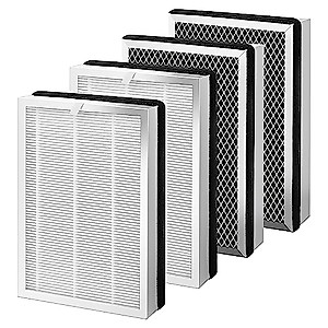 4 PACK MA-25 Replacement Filters Compatible with Medify MA-25 Air Purifier, 3-in-1 Pre-Filters, H13 True HEPA and Activated Carbon Filter for Wildfire Smoke, Pet Dander, Dust, Odors, Pollen