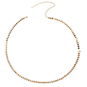 Zoestar Sequin Bikini Body Chain Beach Gold Waist Chain Body Jewelry for Women （1PC)