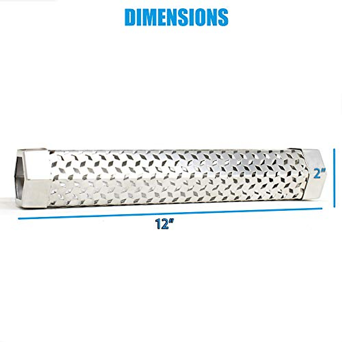 Kona Wood Smoker Tube & Smoking Pellets Set - Hot & Cold Smoke for Charcoal, Electric, Gas & All BBQ Grills - Stainless Steel 12 Inch Hexagon & 14 ounces of Premium Blend Hardwood