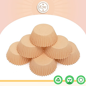 qiqee 300 Count Jumbo Cupcake Liners Natural Muffin Liners Food Grade Jumbo Size Baking Cups Paper No Smells（Large Size）