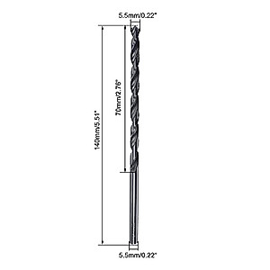 uxcell High Speed Steel Lengthen Straight Shank Twist Drill Bit Fully Ground Black Oxide 5.5mm Drill Diameter 140mm Total Length 70mm Drill Bit Length 2 Pcs