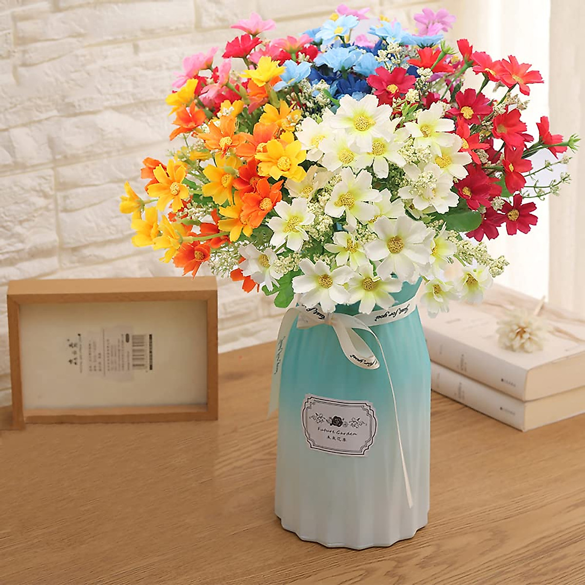 Leaflai 6Pack Artificial Flowers for Outdoors, UV Resistant Outdoors Fake Plants Faux Plastic Flower in Bulk for Hanging Planters Outside Porch Vase Home Window Garden Decoration