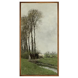 Unframed Rolled Farmhouse Vertical Wall Art Canvas - 12x24 Vertical Wall Pictures - Long Narrow Artwork - Vertical Poster - Oblong Skinny Wall Decor Living Room - French Country Landscape Oil Painting