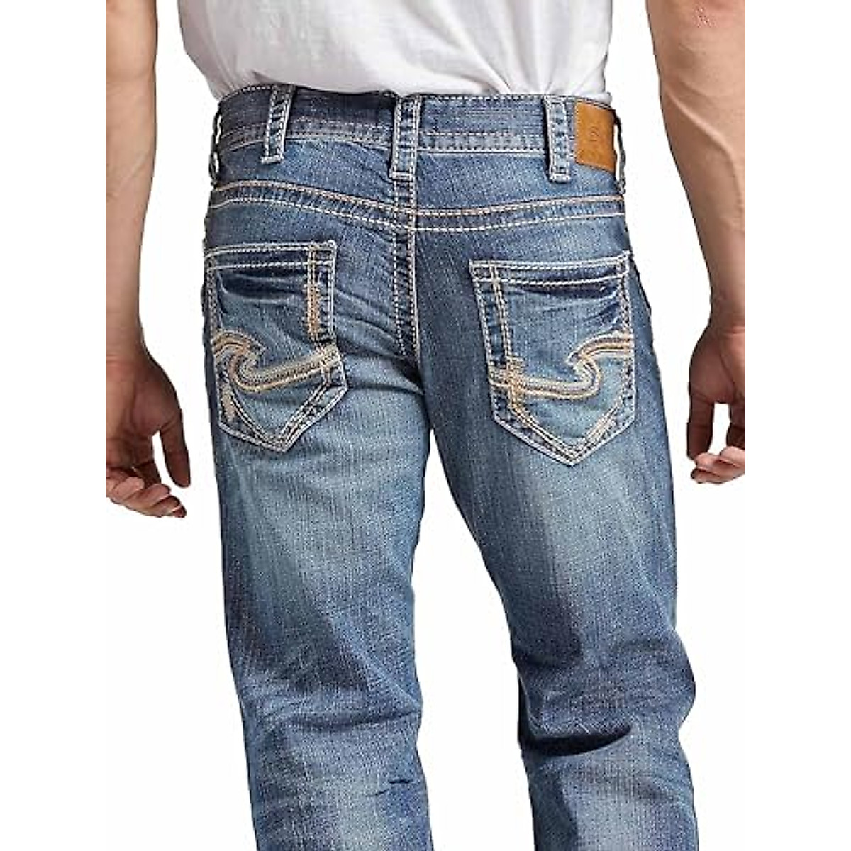 Silver Jeans Co. Men's Zac Relaxed Fit Straight Leg Jeans, Light Indigo, 38W x 30L