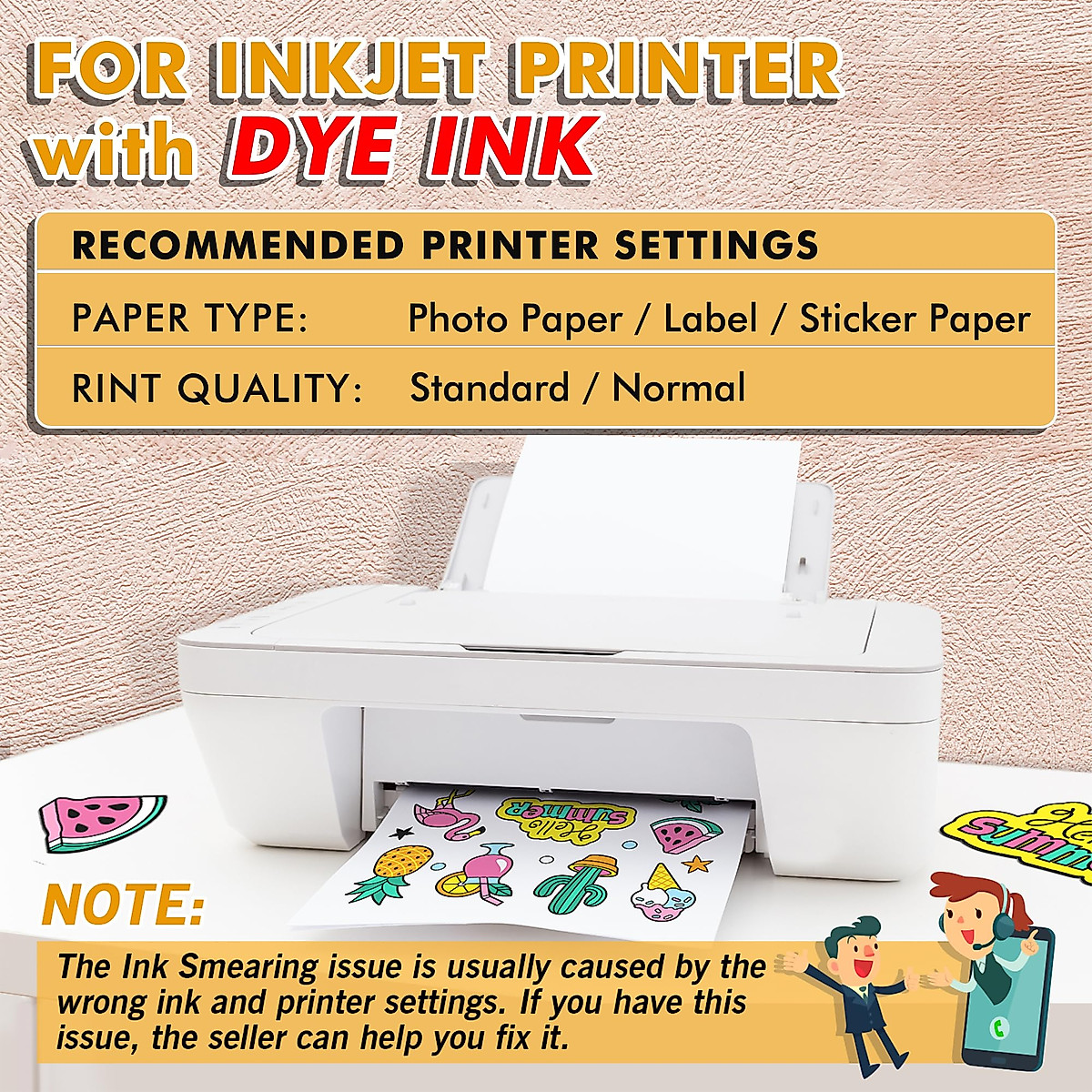 Koala Printable Glossy Sticker Label Paper 120 Sheets 8.5x11 Inches Full Sheet for Inkjet Printer