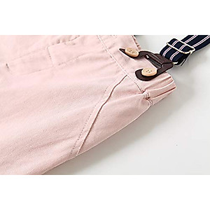 Kimocat Baby Boys Gentleman Outfits Suits Long Sleeve Shirt Suspenders Pants Bow Tie Clothes Set