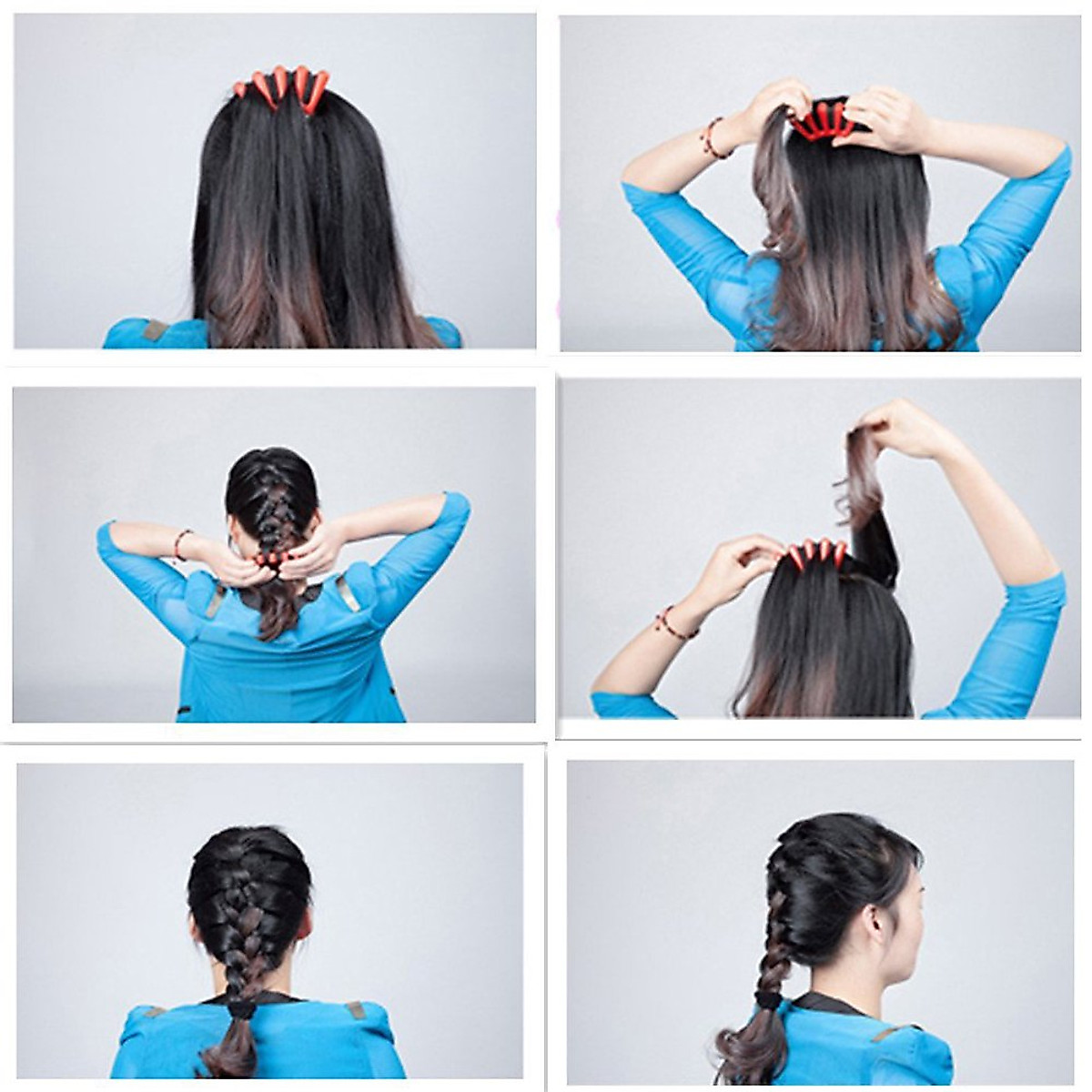 Hisight 2 PCS Sponge Hair Braiding Machine Women Lady Girls DIY French Twist Plait Hair Braiding Tool Sponge Hair Styling Clip Stick Braider Braid Tool (Red、 Blue)
