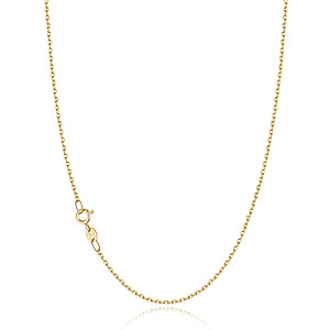 Jewlpire 18k Over Gold Chain Necklace for Women, 1.2mm Cable Chain Gold Chain Sturdy & Shiny Women's Chain Necklaces, 17 Inches