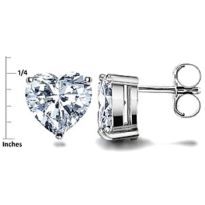 Star K 7mm Heart Shape Created Star Sapphire Earrings Studs Sterling Silver