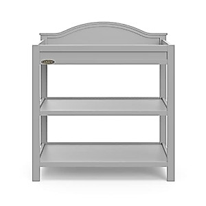 Graco Clara Changing Table (Pebble Gray) - GREENGUARD Gold Ceritifed, Includes Bonus Water-Resistant Changing Table Pad with Safety Strap, 2 Open Shelves