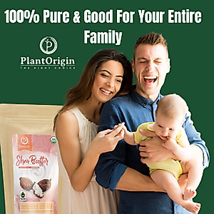 PLANTORIGIN Shea Butter 1 lb | Raw USDA Certified Organic | African Unrefined | Great for Hair, Skin, and your DIY Projects | Soap Making Base, Lip Balm, Stretch Mark Cream.