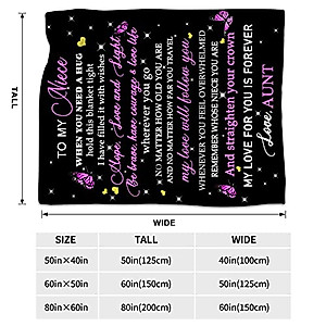 COTIMO Niece Gifts from Auntie Throw Blanket Niece Gifts Blankets from Aunt Best Niece Gifts for Birthday Christmas Thanksgiving 50 "x60