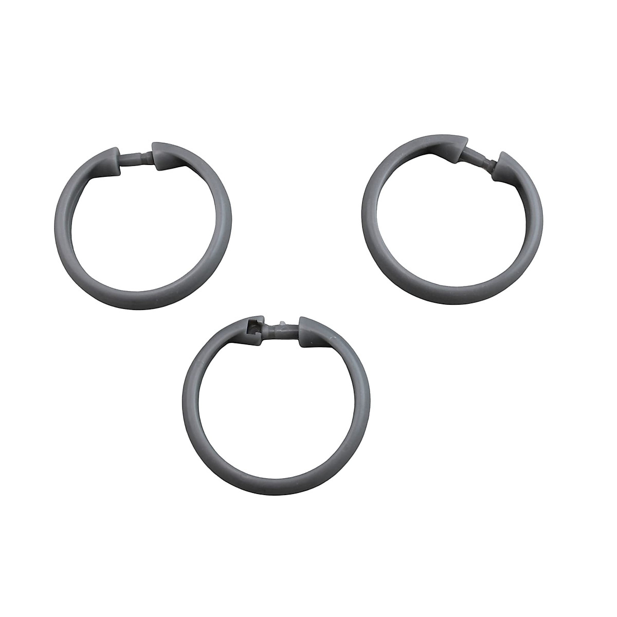 12 Piece Plastic Basic Locking Round Hook Easy Gliding Shower Curtain Rings Fits All Standard Size Shower Rods (Grey)