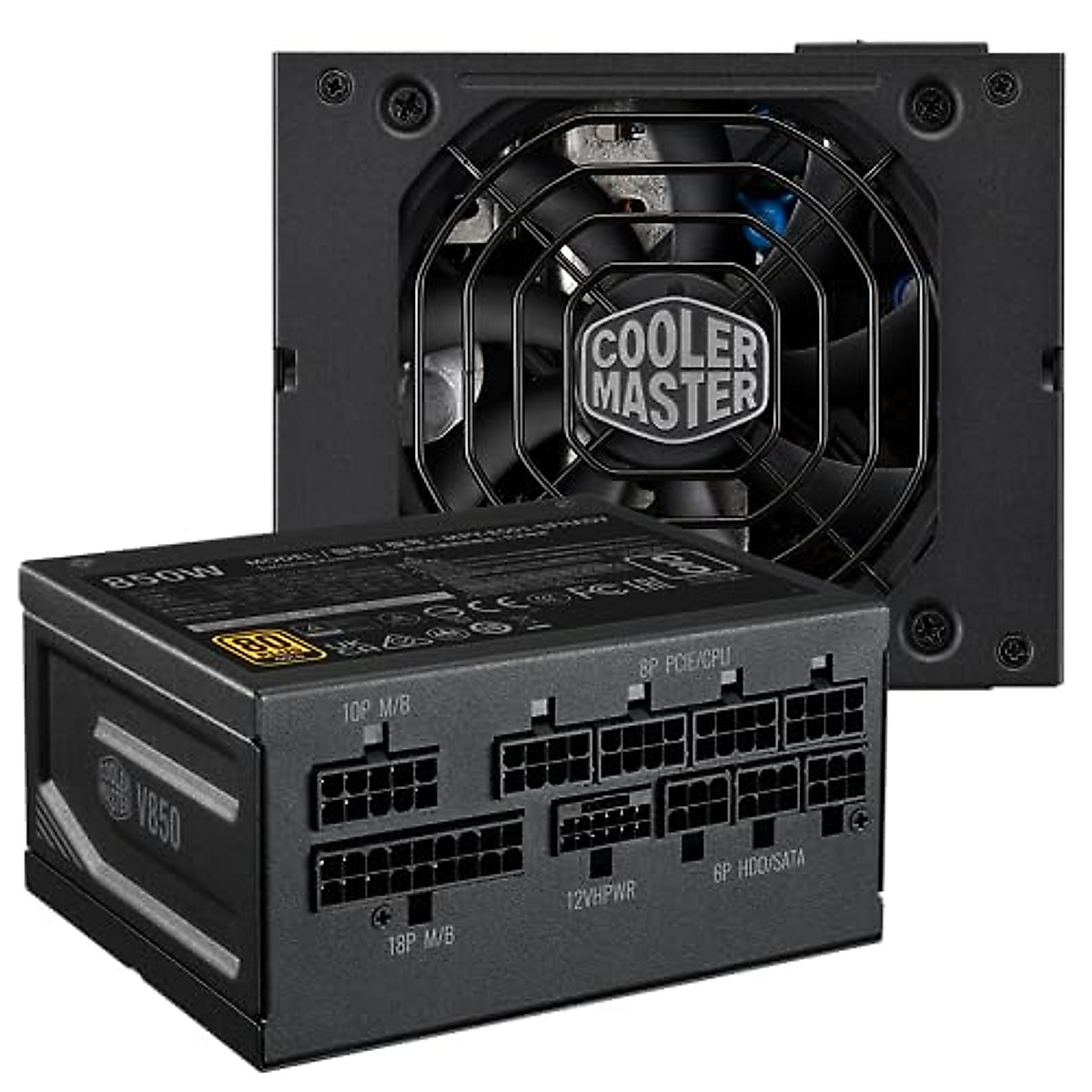 Cooler Master V850 SFX Gold ATX3.0 Full Modular Power Supply, 850W SFX, 80+ Gold, 90-Degree 12VHPWR PCIe 5.0 Connector, SFX-to-ATX Bracket, Silent Fan, 10 Year Warranty (MPY-8501-SFHAGV-3US)