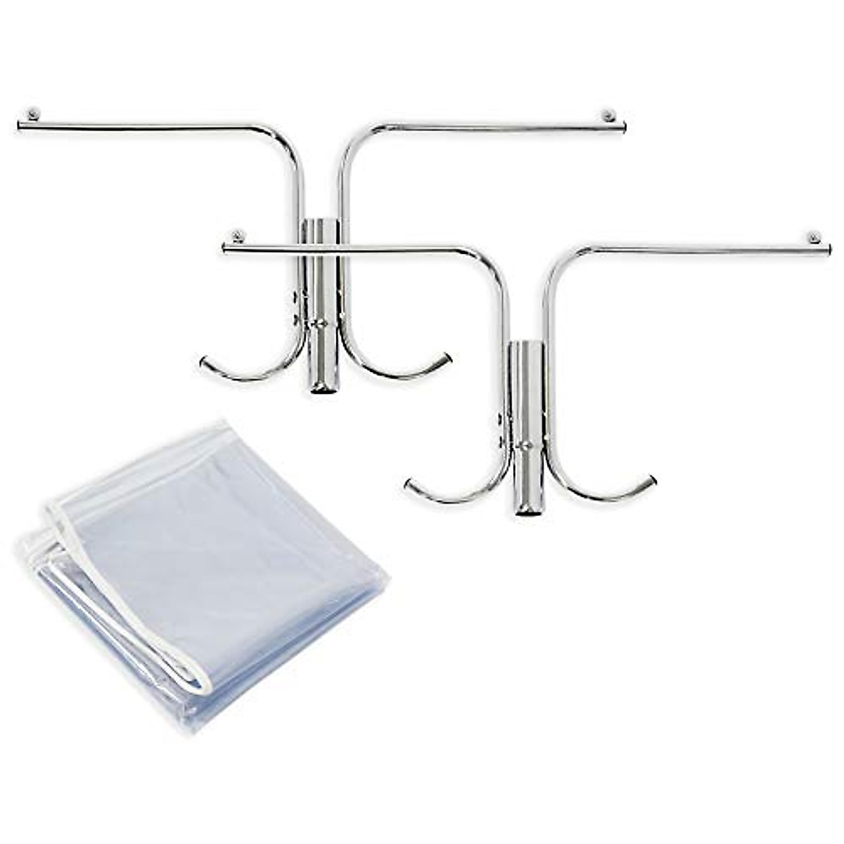 Simple Houseware Industrial Grade Z-Base Garment Rack, 400lb Load with 62" Extra Long bar w/Clear Cover and Tube Bracket
