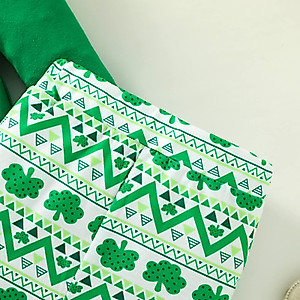 GRNSHTS Baby Girl My First St.Patrick's Day Clothes Long Sleeve Ruffle Romper Bell-Bottomed Pants Headband 3Pcs Clover Print Outfits（Green-C,0-3M