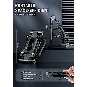 Heavy Duty Phone Stand for Desk Folds Flat Fits In Pocket-Black