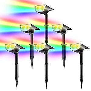 Linkind StarRayS Solar Outdoor Lights, 2-in-1 Solar Lights Outdoor Waterproof IP67, Color Changing Solar Spot Lights Outdoor, 16 LEDs Auto On/Off Solar Lights for Walkway Fence Yard Pathway Garden