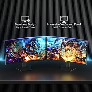 Redragon 27" 144hz/165HZ Curve Gaming Monitor, QHD 2K (2560X1440) IPS Frameless Computer Monitor, 1ms Response Time, Fully Compatible, VESA Wall Mount