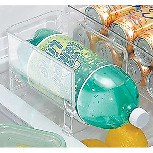 mDesign Large Stackable Kitchen Bin Storage Organizer Rack for Pop/Soda Bottles for Refrigerator, Pantry, Countertops and Cabinets - Holds 2-Liter Bottles - 2 Pack - Clear