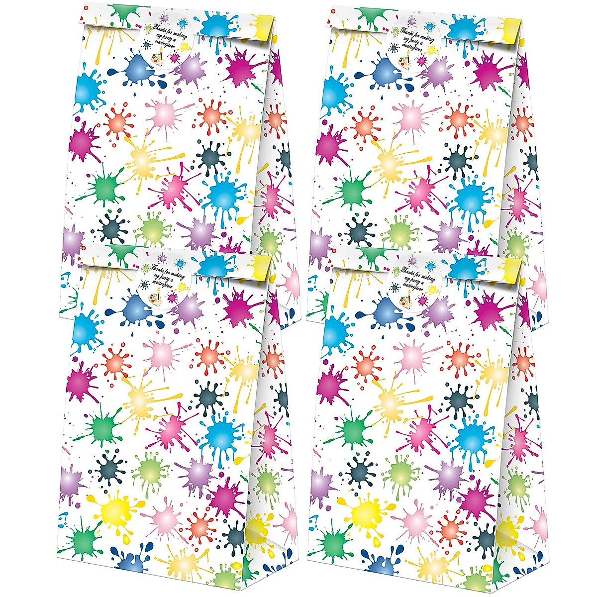 SamPartyShop 24 Pack Painting Party Candy Favor Bags with Stickers, Art Goodie Gift Treat Bags Art Themed Birthday Party Supplies
