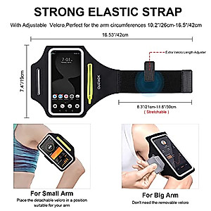GUZACK Running Armband for iPhone 15 14 13 12 11 Pro Max/14 Plus/XR/XS/X, Galaxy S23/S22/S21, with Airpods Pouch Card Slot & Key Pockets, Sports Arm Bands Cell Phone Holder Fit Up to 6.9 Inches Phone