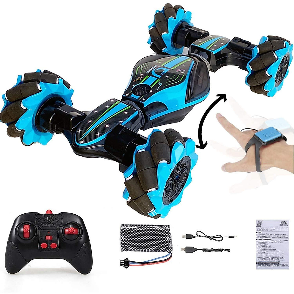 Remote Control Stunt Toy Car,Twisting Off-Road Vehicle,360 Degree Flip Double Sided Rotating Race Car,2.4G Gesture Sensing with Four-Wheel Drive,Best Gift for Kids and Adults.£¨Blue