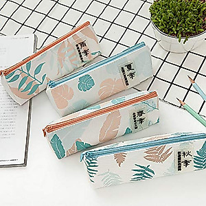 IEasⓄn Office & Stationery,Students 4 Seasons Triangle Pencil Case General Cosmetic Bag Makeup Pouch Pencils Box IE-NN2305 (White-d)