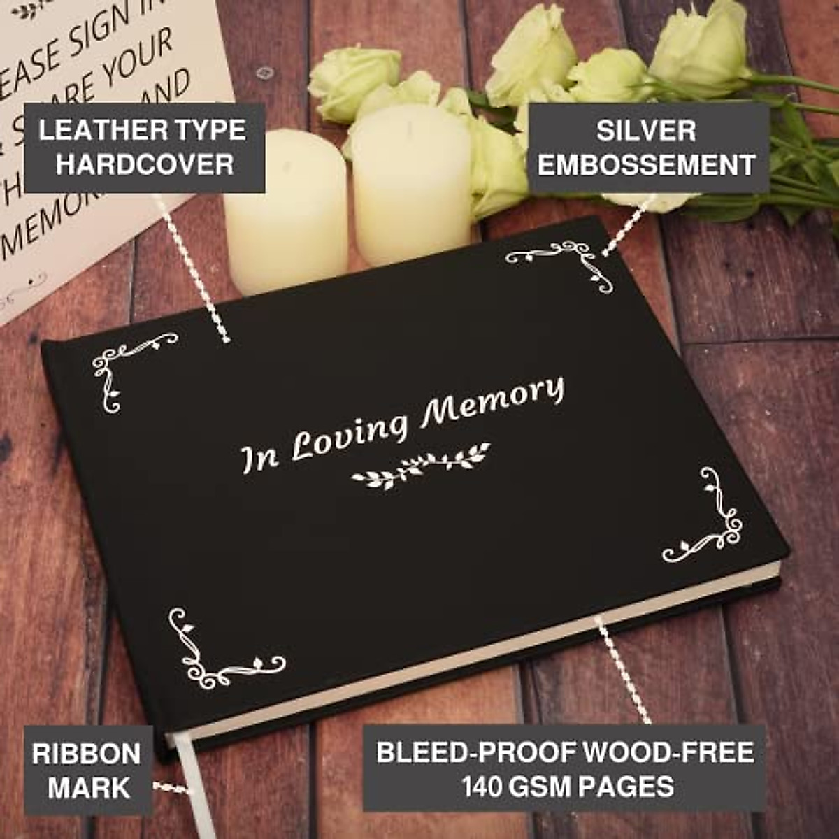 D AND YOU Funeral Guest Book for Memorial Service Set - Thank You Cards, Sign in Memorial Service Guest Book for Funeral, Table Sign and Pen - Memorial Books for Celebration of Life