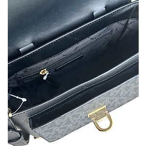 Michael Kors Manhattan Medium Black Signature Leather Purse Satchel Handbag