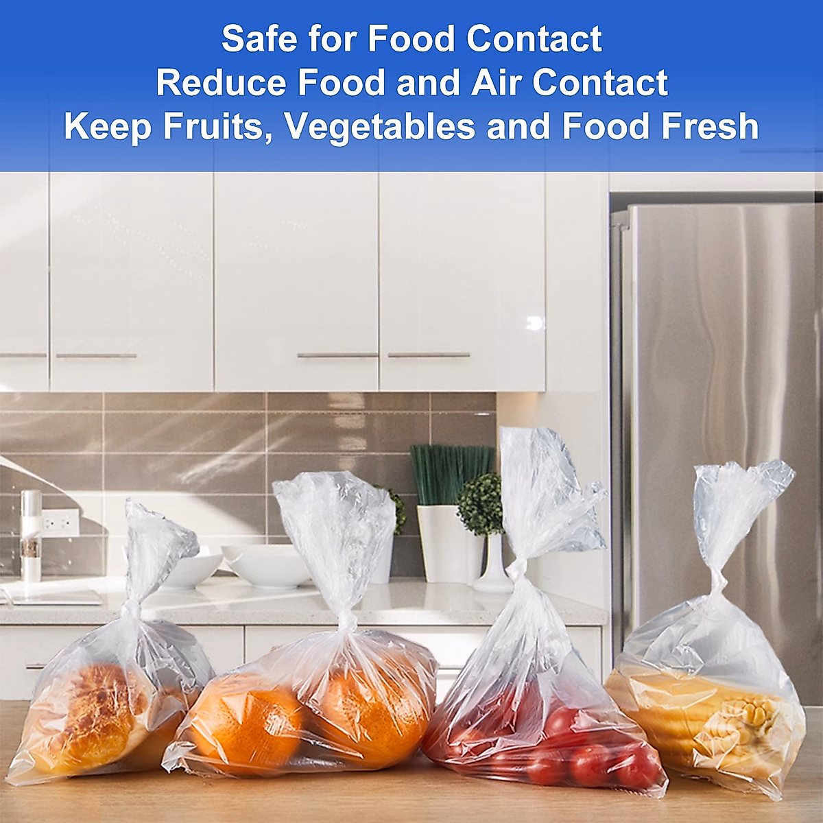 LabelMore 12'' x 16'' Plastic Produce Bags on a Roll, Clear, Food Storage Bags for Bread, Vegetable, Fruits and Meat, 350 Bags/Roll