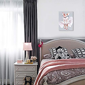 B BLINGBLING XMYATELi Pig Canvas Wall Art: Kawaii Pig Cosplay Room Decor Asthetic Room Decore with Frame and Ready to Hang (12"x16"x1 Panel)