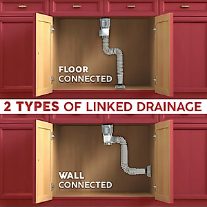 Bathroom Sink Drain Kit, Bathroom Sink Drains with Expandable & Flexible P Trap, Suitable for 1-1/4'' or 1-1/2'' PVC Drain Pipe