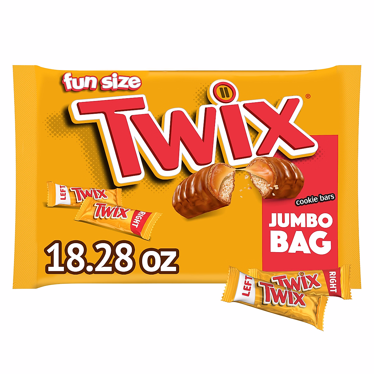 TWIX Fun Size Milk Chocolate Caramel St Patricks Day Candy Bars, 18.28 Oz Jumbo Bulk Candy Bag
