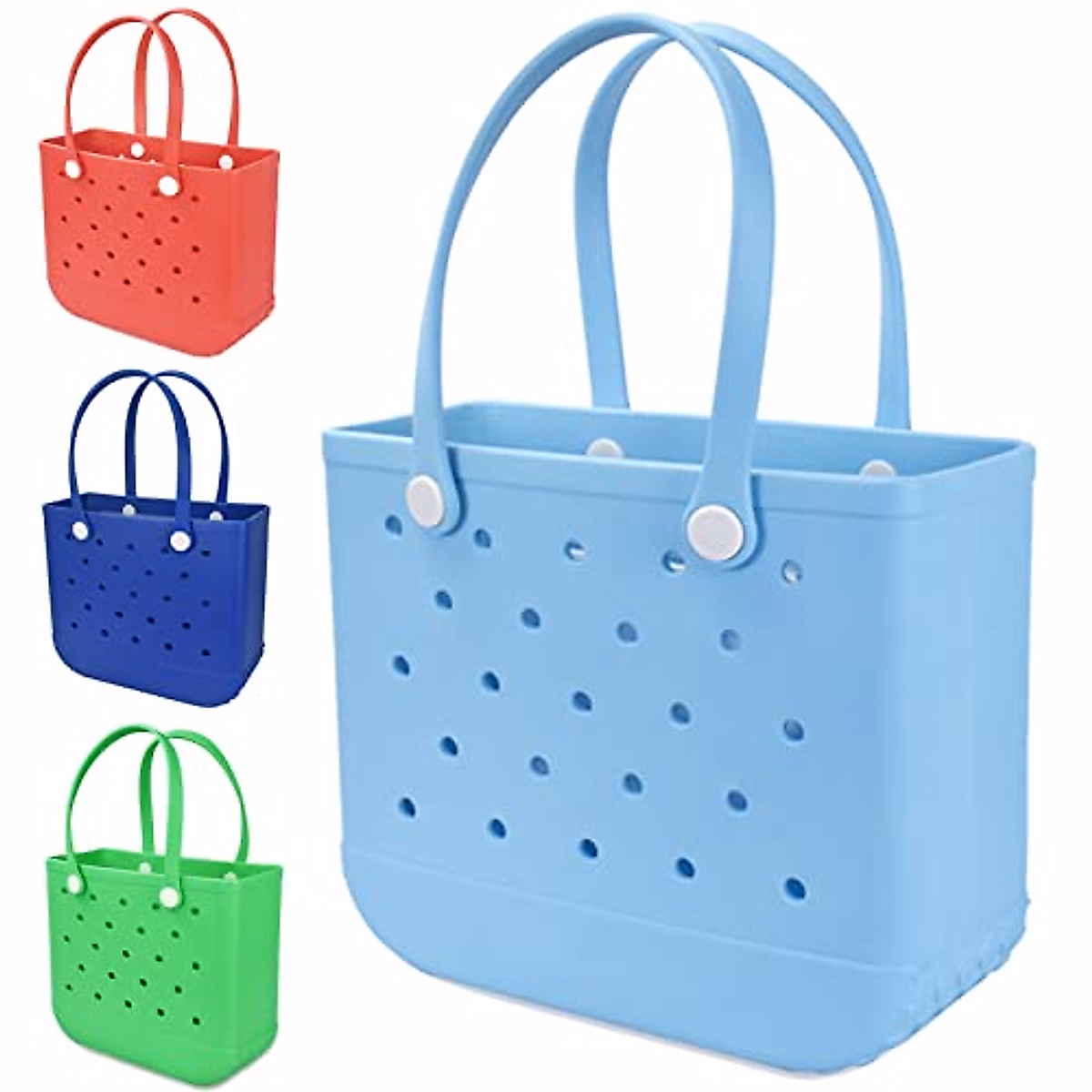 Juyeesm Medium Beach Bag, Waterproof Rubber Beach Bag, Washable Open Tote Bag Durable Tote Travel Bags for Outdoor Sport