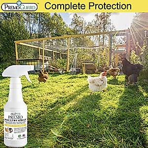 Poultry Spray by Premo Guard – Treat Mites, Fleas, Flies, and Lice – Fast Acting & Effective – Chicken, Turkey, Waterfowl, and Birds – Best Natural Protection for Control & Prevention – 32 oz