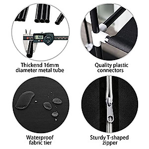 LOKEME Portable Closet, 55.5 Inch Wardrobe Closet for Hanging Clothes with 2 Hanging Rods, 9 Clothes Storage Organizer Shelves, Black Closet Extra Durable, Quick and Easy to Assemble