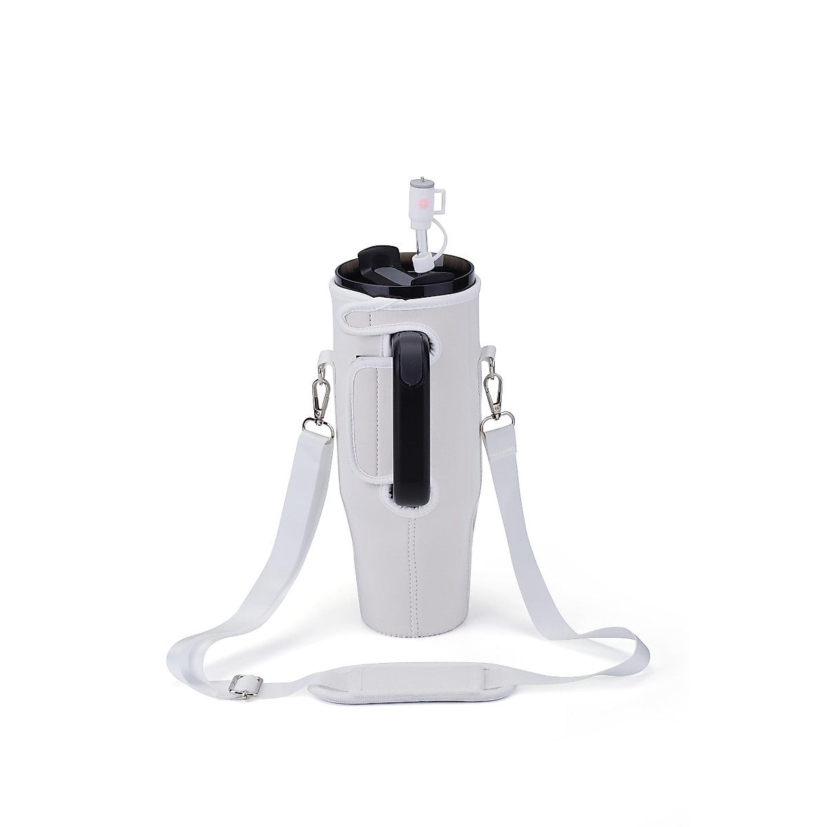 ZOYEPIN Water Bottle Carrier Bag with Strap, Durable Stanley Carrier for Stanley 40 oz Tumbler with Handle, Includes Extra One Blind Box Straw Cover, Stanley Cup Accessories for Hiking, Travelling