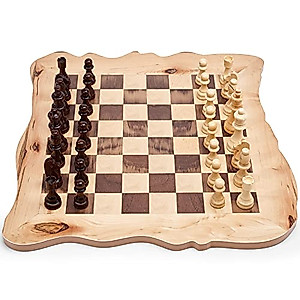 VAMSLOVE Wooden Chess Board Set Large Unique Chessboard (Playing Area 15 x 15inch) with 3.5" King Chess Pieces Durable Modern Gift for Chess Lover Home Decor
