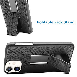 Fingic iPhone 11 Case, iPhone XI Case, iPhone 11 Belt Clip Holster Case Slim Combo Shell with Kickstand Swivel Belt Clip Holster Rugged Protective Cover for Apple iPhone 11 6.1 inch 2019 - Black