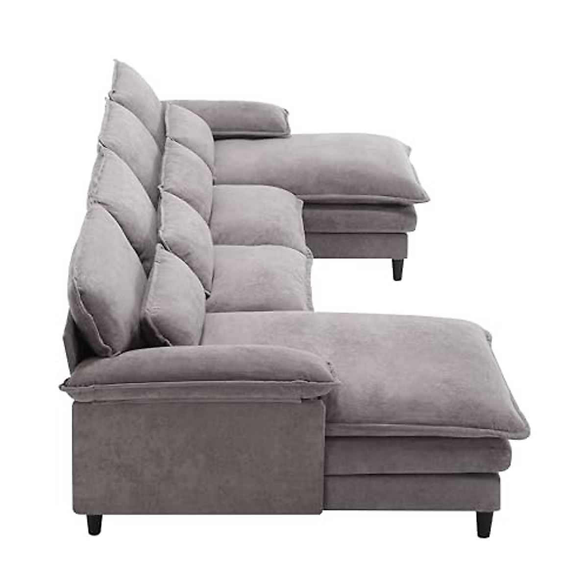 Symmetrical Modular Sectional Sofa with Chaise Lounge, 6 Seater Fabric Upholstered Cloud Couch, U Shaped Oversized Sleeper Sofa&Couches with Thicked Cushion & Detackable Backrest Living Room