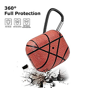 AirPods Pro Case, Takfox Airpod Pro Cases Cover PU Leather Protective Shock & Scratch-Resistant with Keychain [Front LED Visible] Headphone Case Skin for AirPods Pro Charging Case Series 3,Basketball