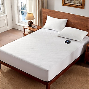 Westinghouse Full Size Heated Mattress Pad, Bed Warmer Electric Mattress Cover with 10 Heat Settings Dual Controller, 1-12H Auto Shut Off, Fit Up to 15" Deep Pocket, 54x75 Inch