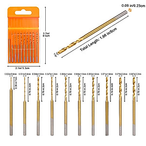 Uolor Mini Twist Drill Bit Set, 10Pcs Micro Engraving Drill Bits, 0.6mm-2.2mm, HSS 2.35mm Shank Titanium Coated Tiny Drill Bit Hole Drilling Tool for DIY Resin, Jewelry, Amber, Circuit Board, Walnut
