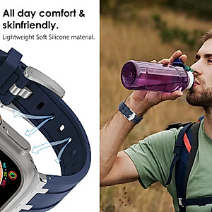 WINGLE for Apple Watch Band Ultra 2 Band Ultra Band 49mm 46mm 45mm 44mm 42mm for Men Series 10 9 8 7 SE 6 5 4, AP Liquid Silicone Rubber Band for iWatch 3 2 1 Metal Adapter Luxury Cool Sport Strap