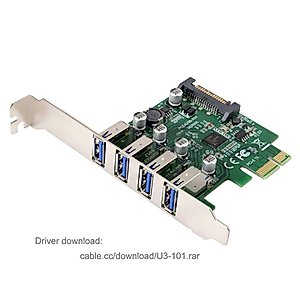 ChenYang 4 Port PCI-E 1X to 4 USB 3.0 HUB PCI Express Expansion Card Adapter with 80/120mm PCI-E Slot Bracket