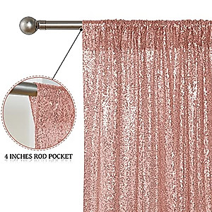 Sugargirl Rose Gold Sequin Backdrop Curtain 2 Panels 2FTx8FT Glitter Rose Gold Background Drapes Sparkle Photography Backdrop for Party Wedding Birthday Wall Decoration