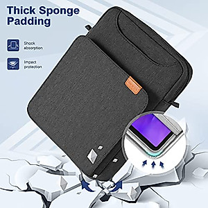 MoKo 9-11 Tablet Shoulder Sleeve Bag, Fits iPad Pro 11, iPad 9/8th 10.2, iPad Air 5/4th 10.9, iPad 10th 10.9, Surface Go 3/2 10.5, Tab S8/S9 11, Polyester Bag with Concealed Hand Strap, Black & Gray