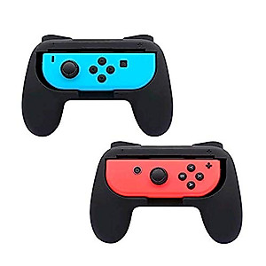 Beastron Racing Games Steering Wheel & Grips compatible with Switch, Joy-Con Steering Wheel & Grips, Black 4 Pack
